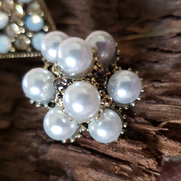 Jewelry | 3 Rhinestone Pins Bow Pin Bow Brooch Pearl Brooch Pearl Pin ...